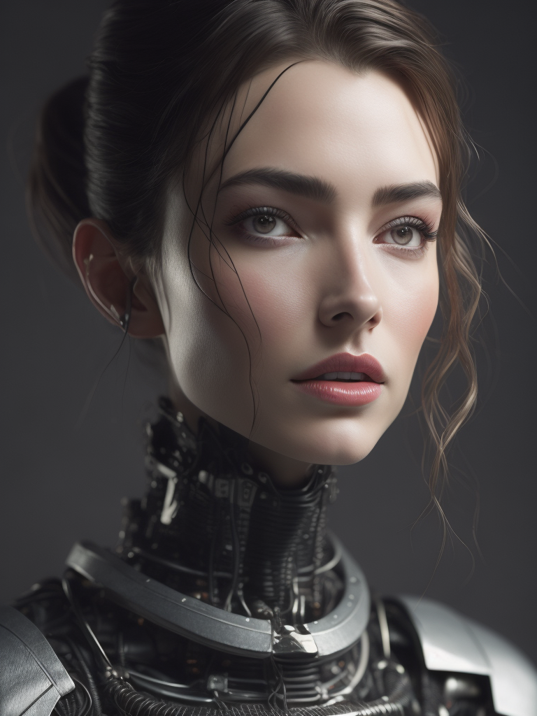 Premium Free ai Images | portrait of robot girl enormous lips ...