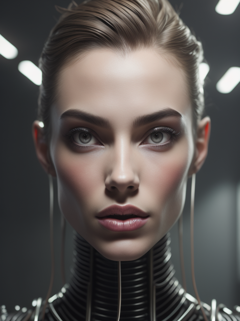 Premium Free ai Images | portrait of robot girl enormous lips ...