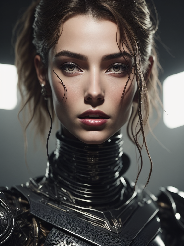 Premium Free ai Images | portrait of robot girl enormous lips ...