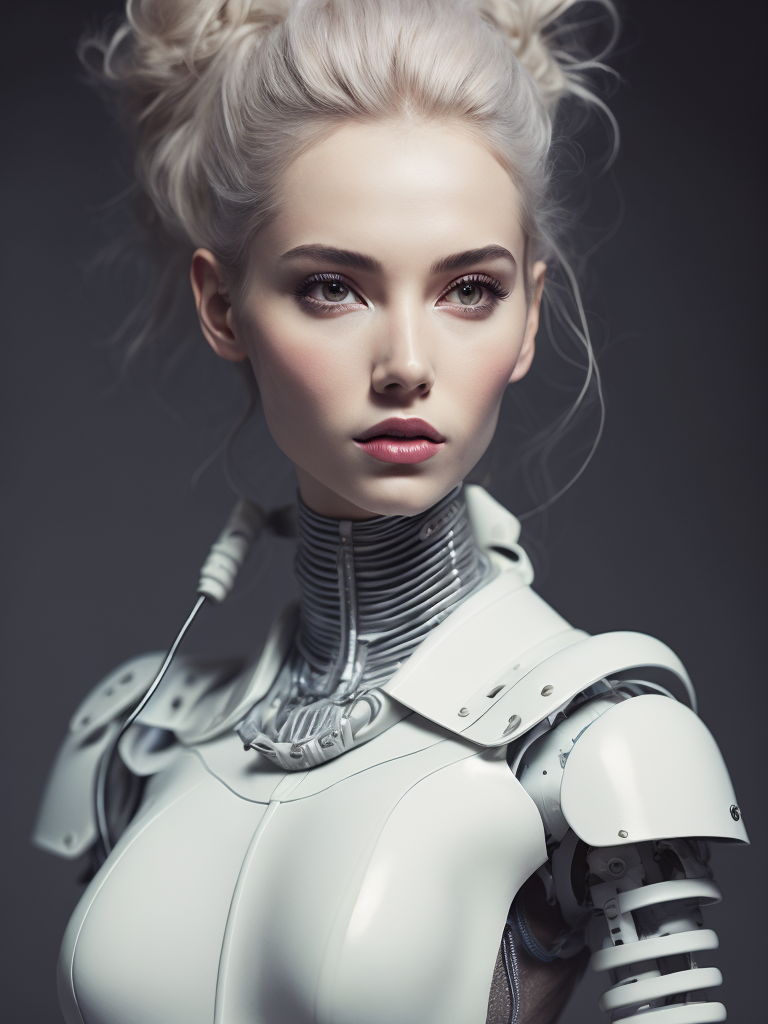 Premium Free ai Images | portrait of robot girl enormous lips ...