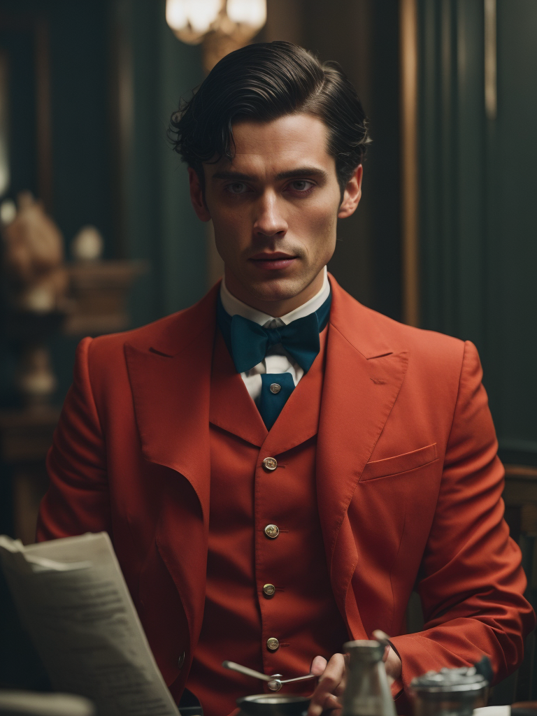 Premium Free ai Images | vintage portrait of hotel porter red uniform ...