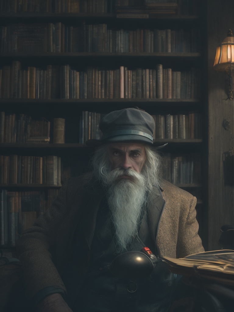 Premium Free ai Images | lovecraftian portrait of police detective gray ...