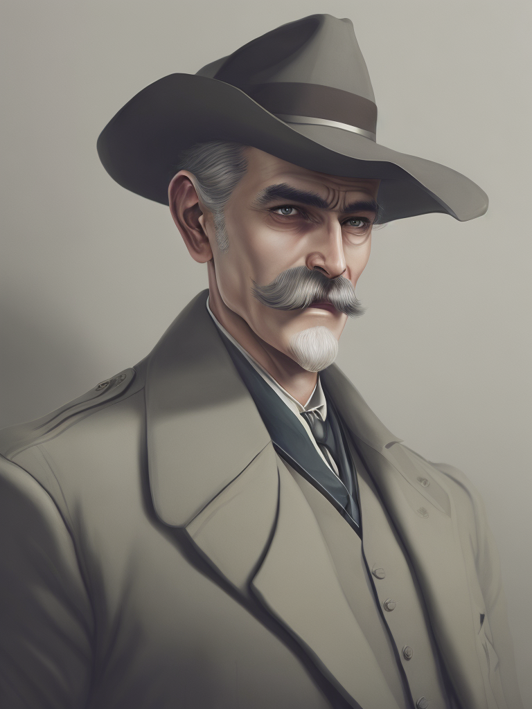 Premium Free ai Images | lovecraftian portrait of police detective gray ...