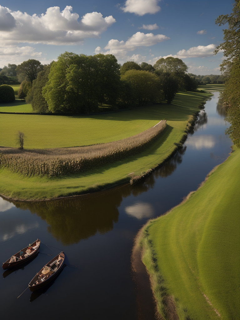 Premium Free ai Images | modern day ducth countryside canals and nature ...