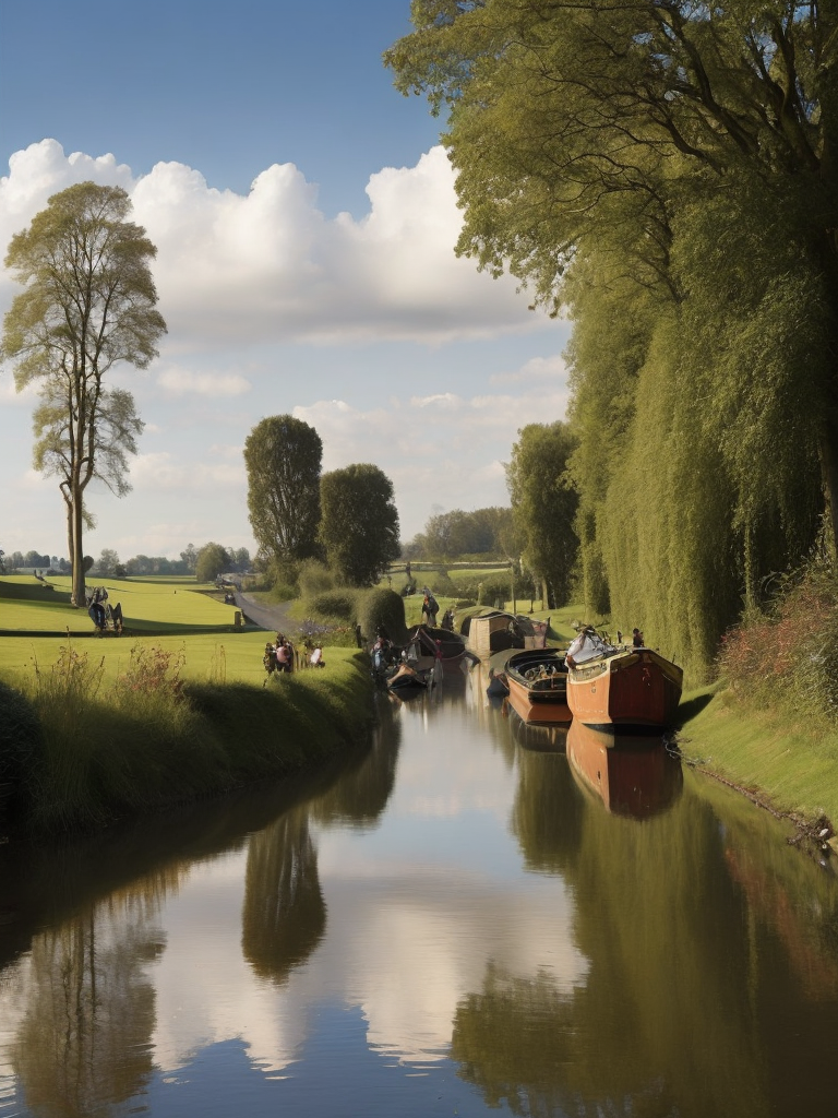Premium Free ai Images | modern day ducth countryside canals and nature ...