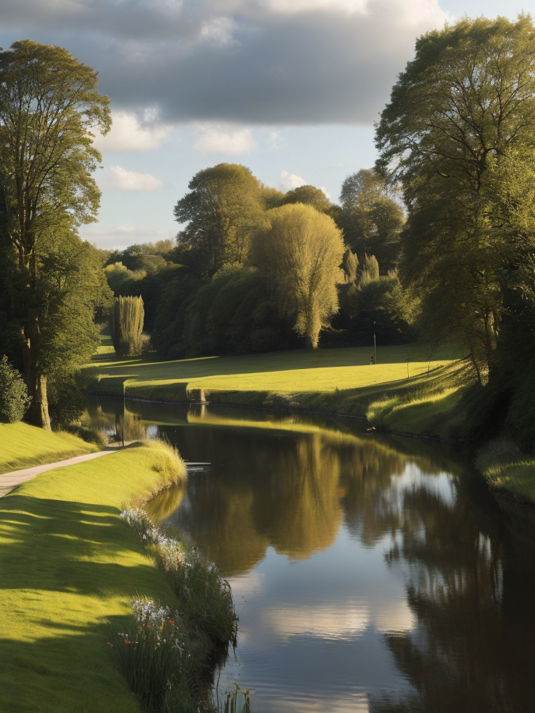 Premium Free ai Images | modern day ducth countryside canals and nature ...