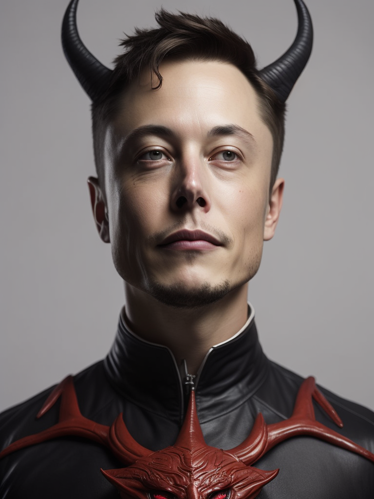 Premium Free ai Images | elon musks head dressed as the devil drawn by ...
