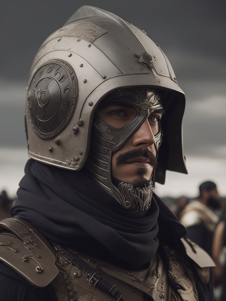 Premium Free ai Images | man in costume with large helmet on his head ...