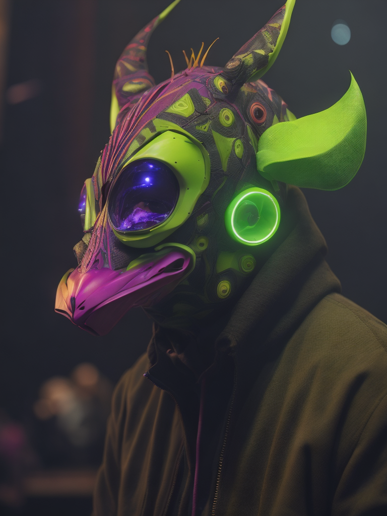 Premium Free ai Images | imagine creature his face covered with big ...