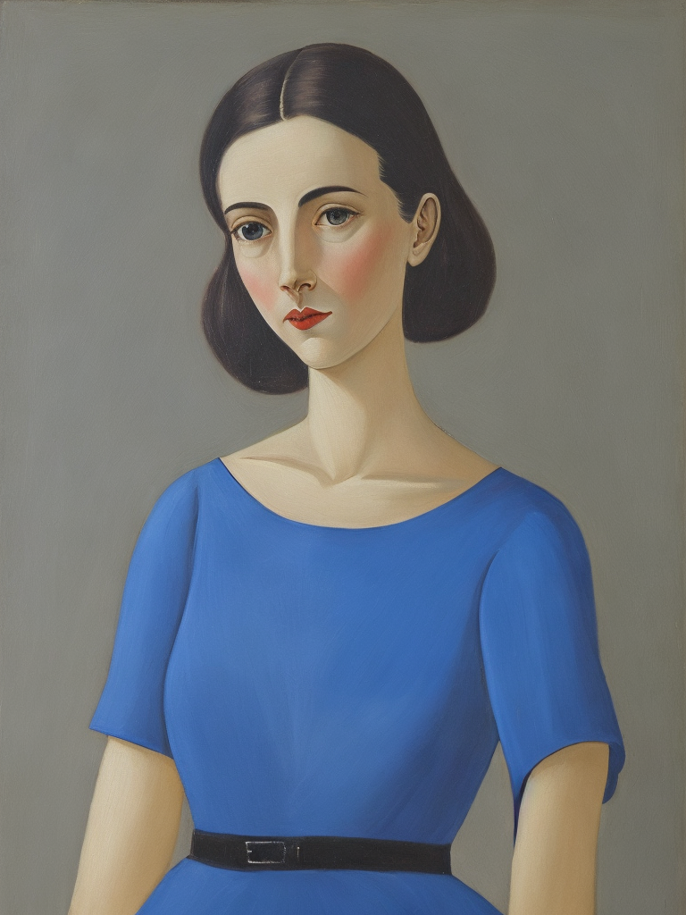 Premium Free ai Images | portrait of woman in blue dress painting oil tempera portrait cubism ...