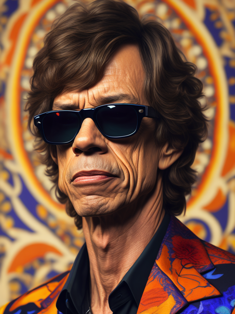 Premium Free ai Images | mick jagger wearing brightly patterned jacket ...