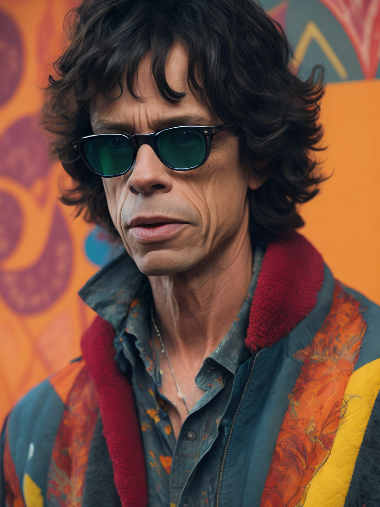 Premium Free ai Images | mick jagger wearing brightly patterned jacket ...