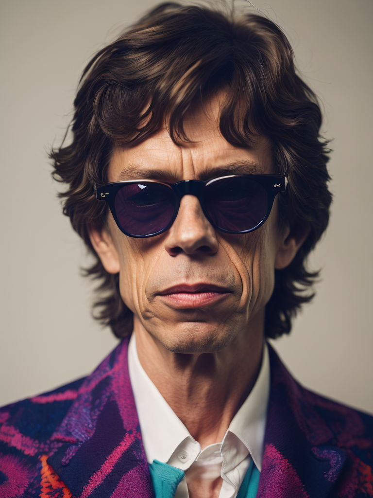 Premium Free ai Images | mick jagger wearing brightly patterned jacket ...