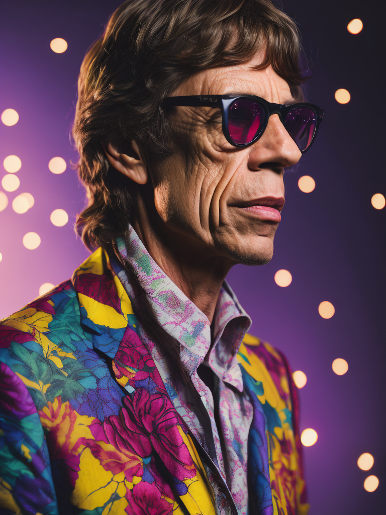 Premium Free ai Images | mick jagger wearing brightly patterned jacket ...