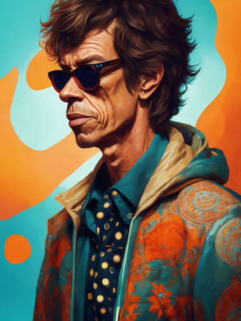 Premium Free ai Images | mick jagger wearing brightly patterned jacket ...