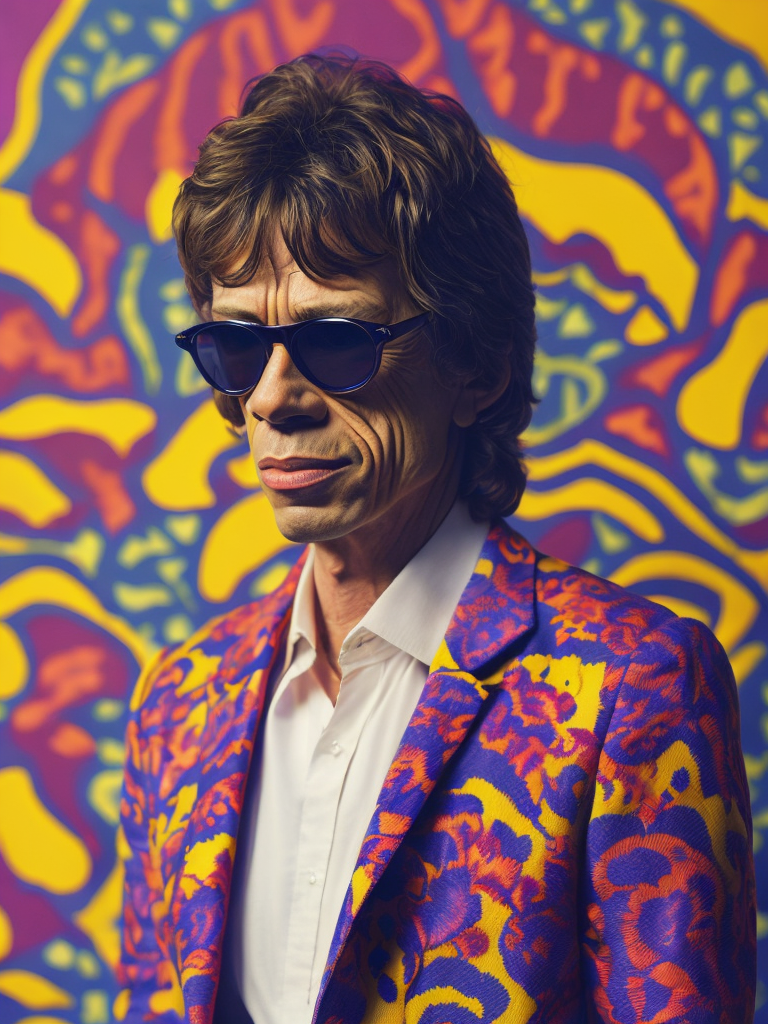 Premium Free ai Images | mick jagger wearing brightly patterned jacket ...