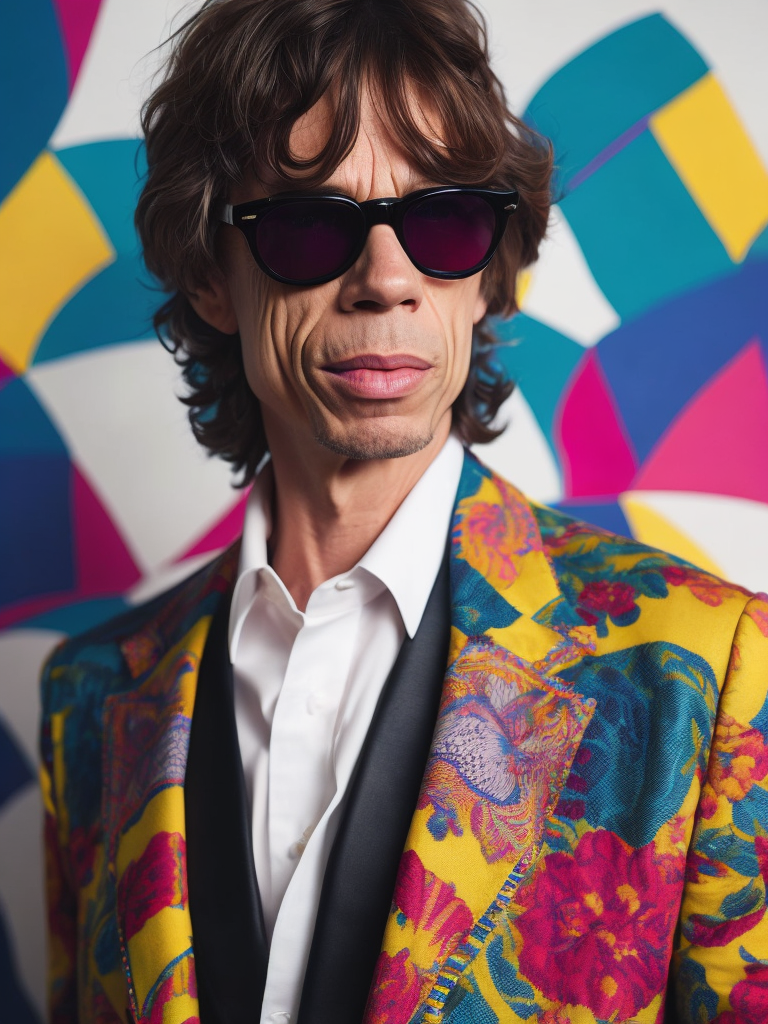 Premium Free ai Images | mick jagger wearing brightly patterned jacket ...