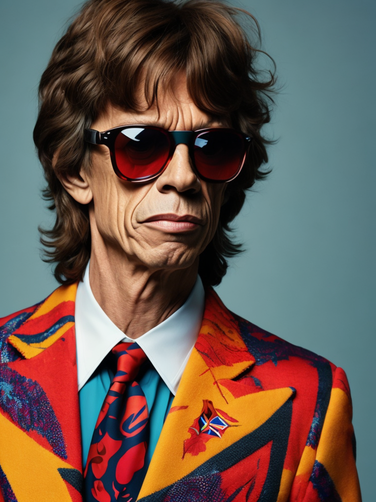 Premium Free ai Images | mick jagger wearing brightly patterned jacket ...