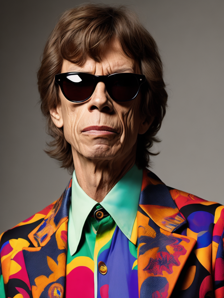 Premium Free ai Images | mick jagger wearing brightly patterned jacket ...