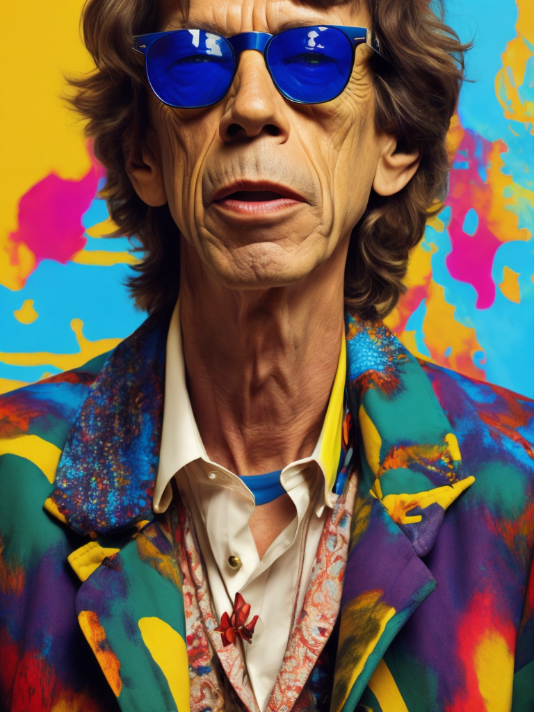Premium Free ai Images | mick jagger wearing brightly patterned jacket ...
