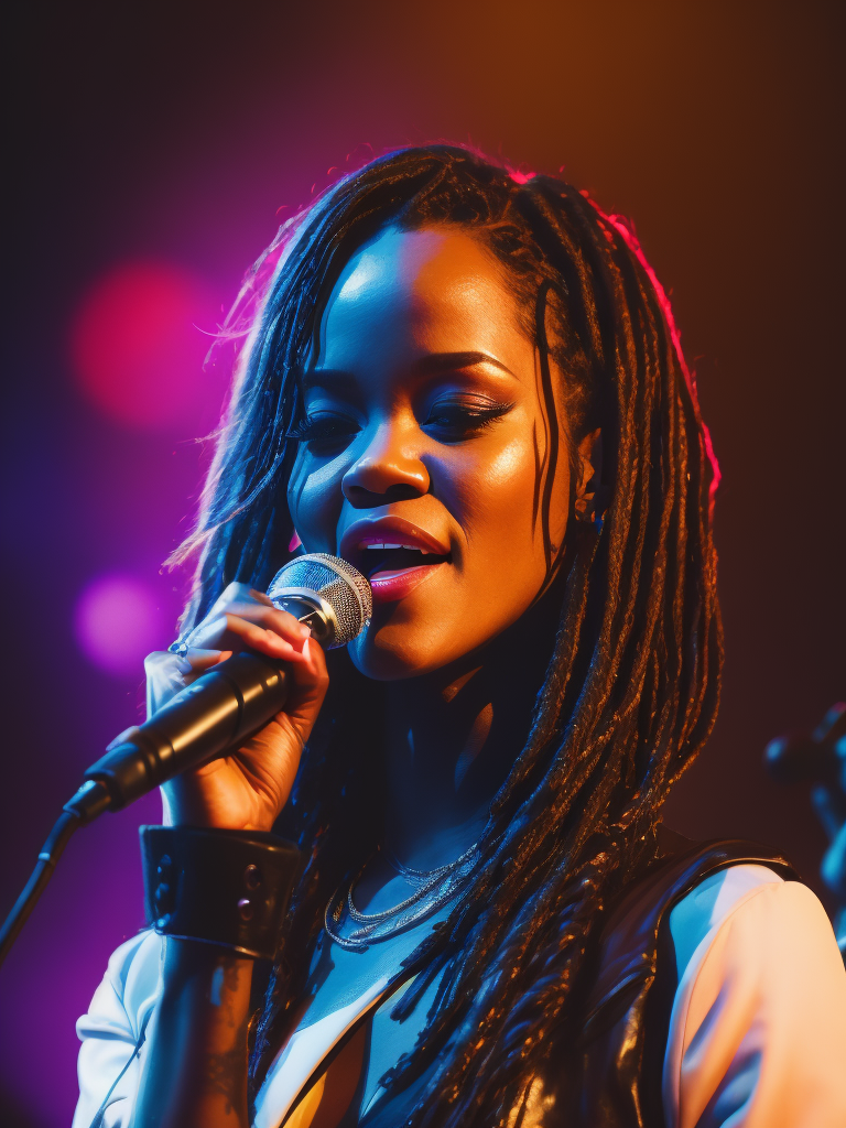 Premium Free ai Images | singer rihanna sings at concert spotlights ...