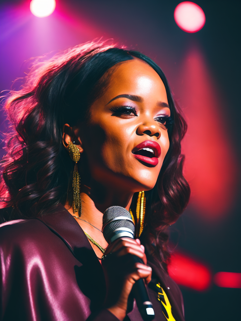 Premium Free ai Images | singer rihanna sings at concert spotlights ...