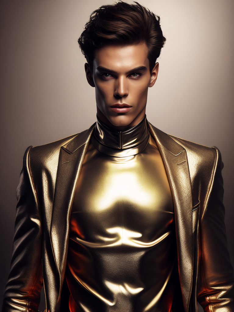 Premium Free ai Images | male super model in shiny metallic suit movie ...