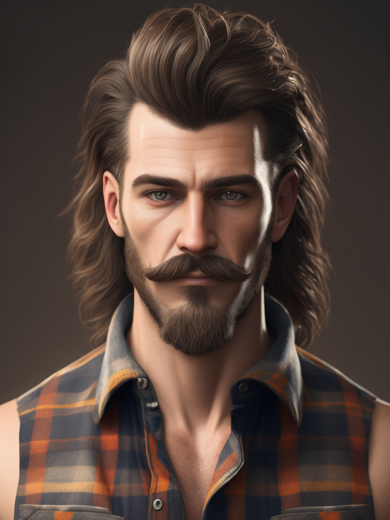 Premium Free ai Images | portrait of redneck man plaid sleeveless shirt ...