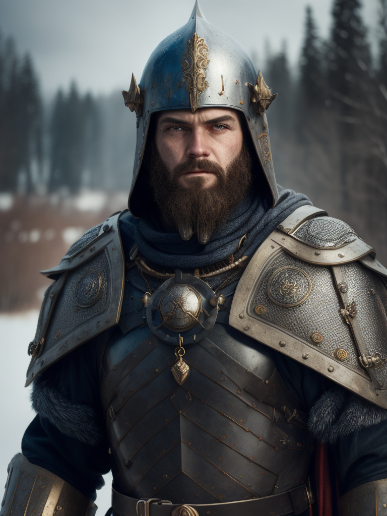 Premium Free ai Images | portrait of medieval slavic warrior with beard ...