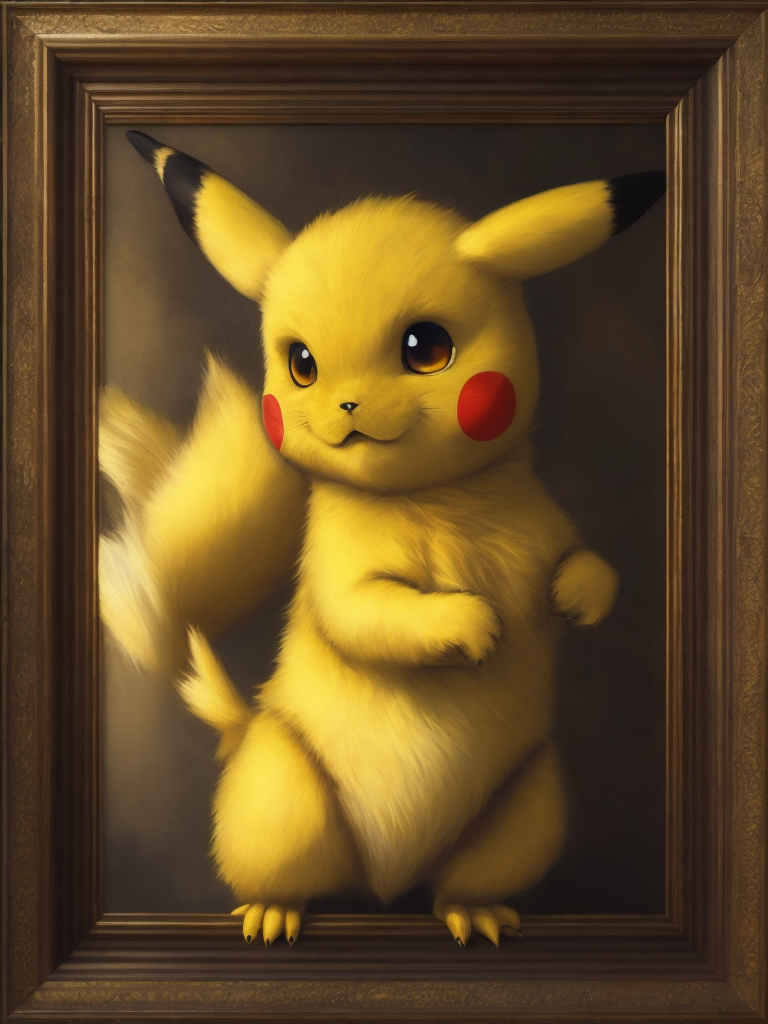 Premium Free ai Images | portrait of pikachu style of rembrandt pokemon ...