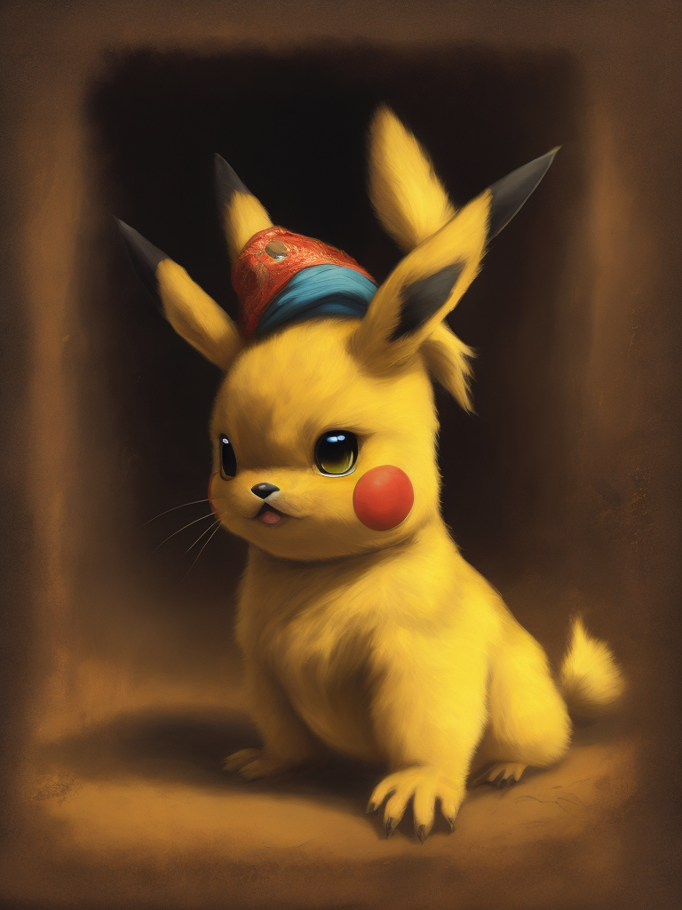 Premium Free ai Images | portrait of pikachu style of rembrandt pokemon ...
