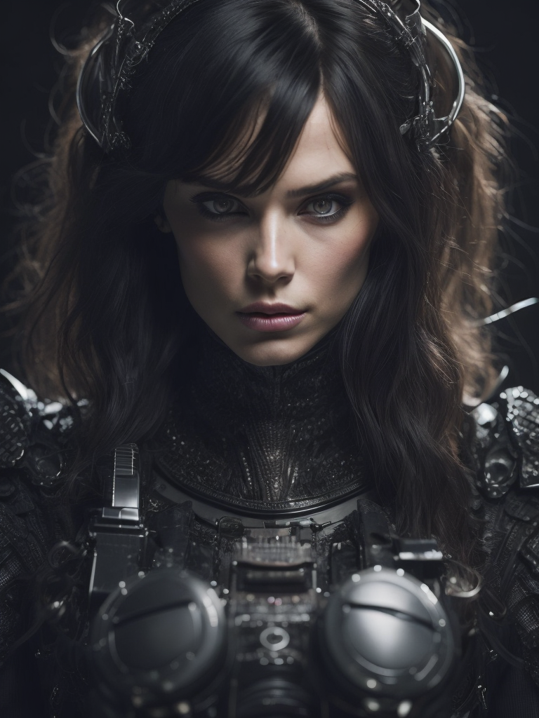 Premium Free ai Images | witch with robotic implants on face and body ...