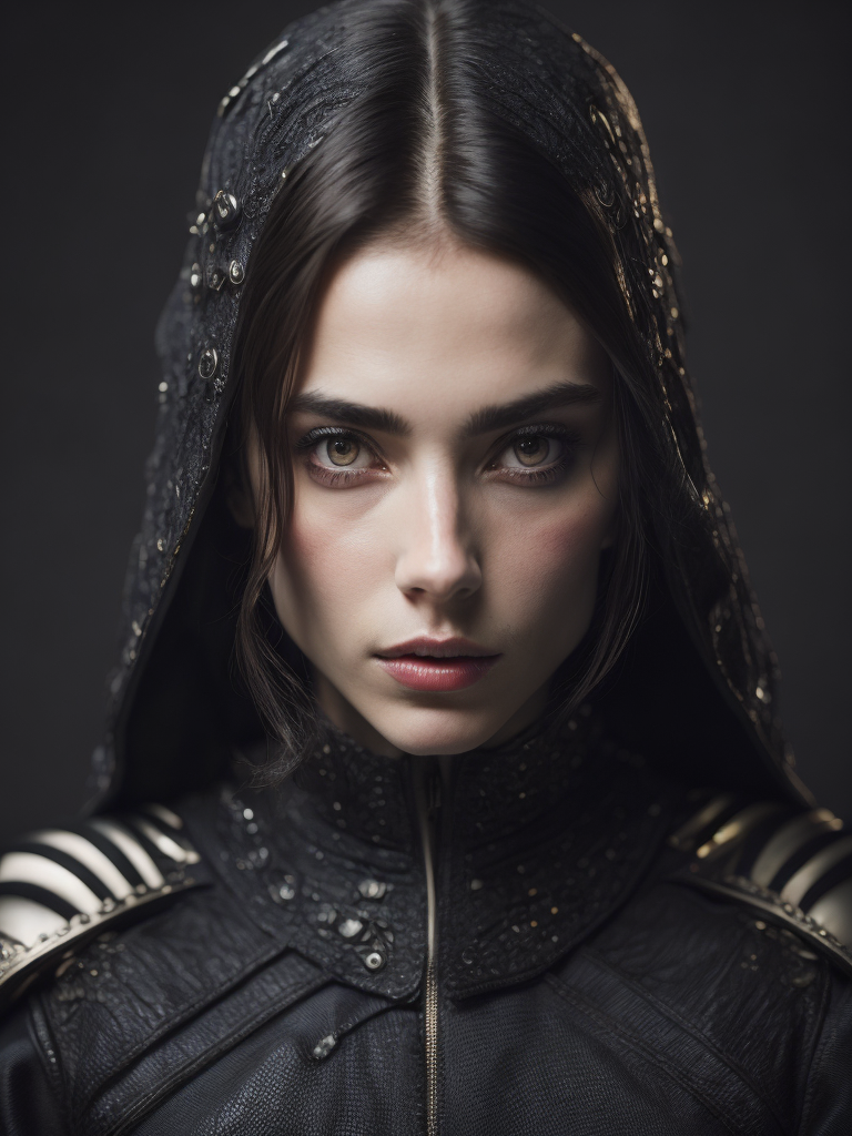 Premium Free ai Images | witch with robotic implants on face and body ...