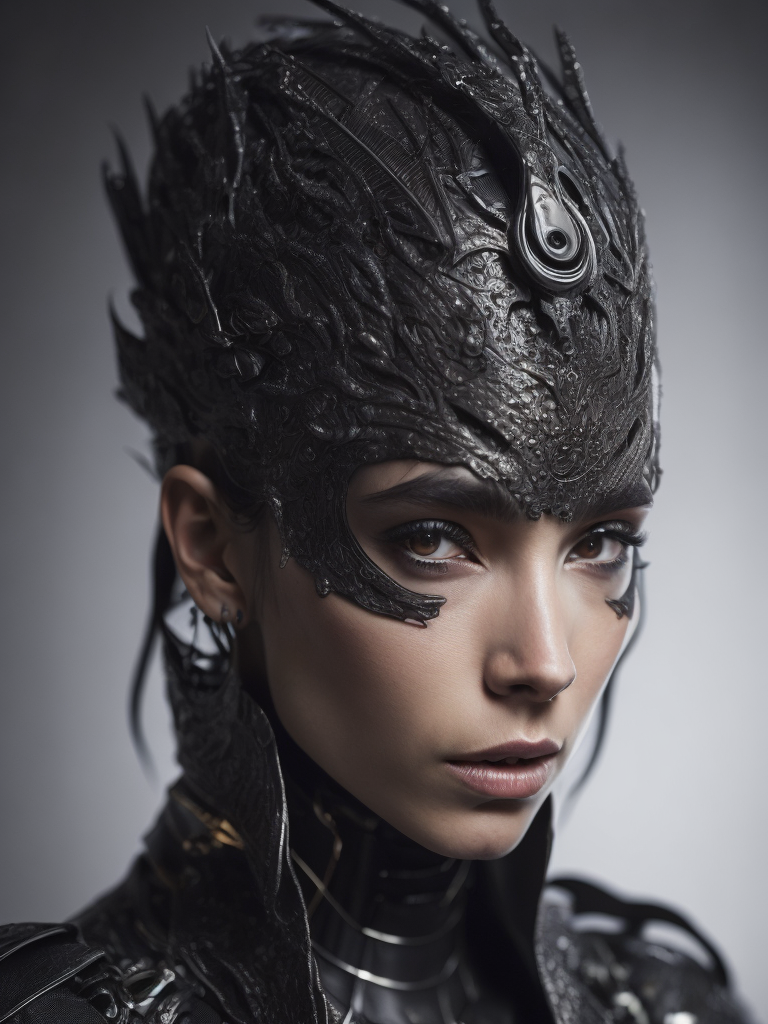 Premium Free ai Images | witch with robotic implants on face and body ...