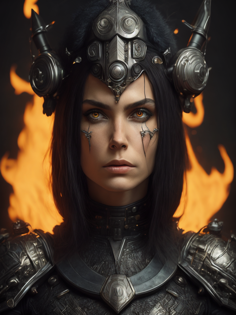 Premium Free ai Images | witch with robotic implants on face and body ...