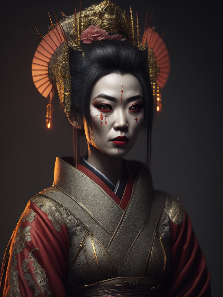 Premium Free ai Images | portrait art of undead geisha detailed ...