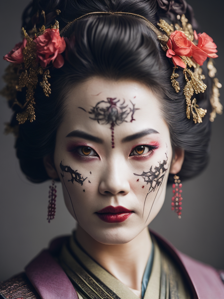 Premium Free ai Images | portrait art of undead geisha detailed ...