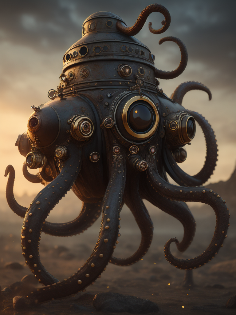 Premium Free ai Images | octopus steampunk machine