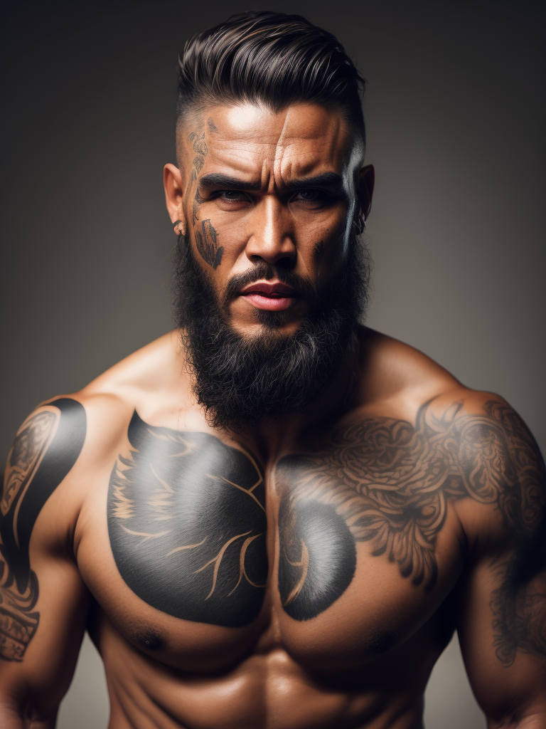 Premium Free ai Images | portrait of powerful muscular new zealand ...