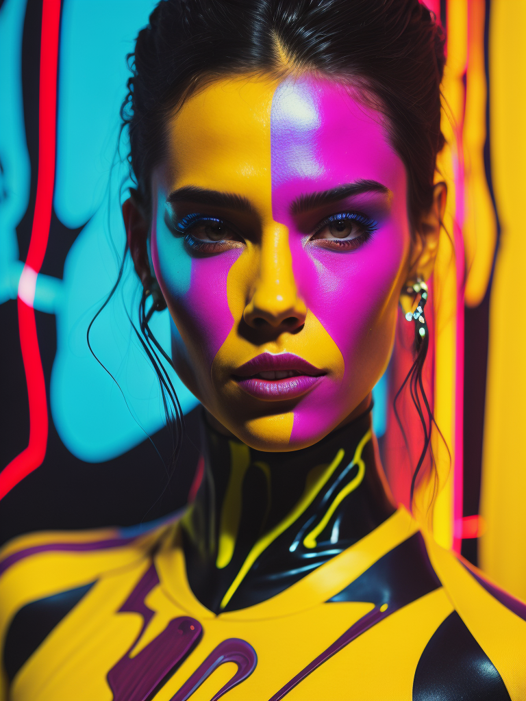Premium Free ai Images | award winning photo of beautiful woman in neon ...