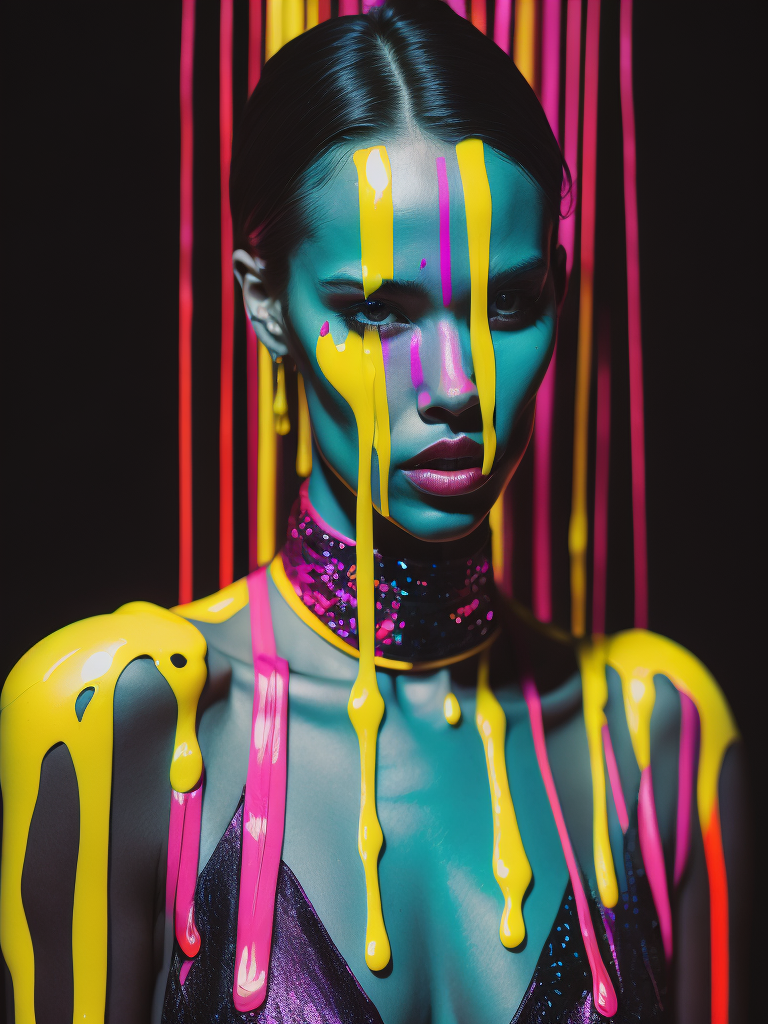 Premium Free ai Images | award winning photo of beautiful woman in neon ...