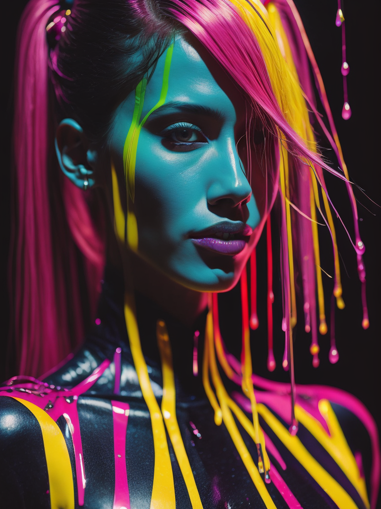 Premium Free ai Images | award winning photo of beautiful woman in neon ...