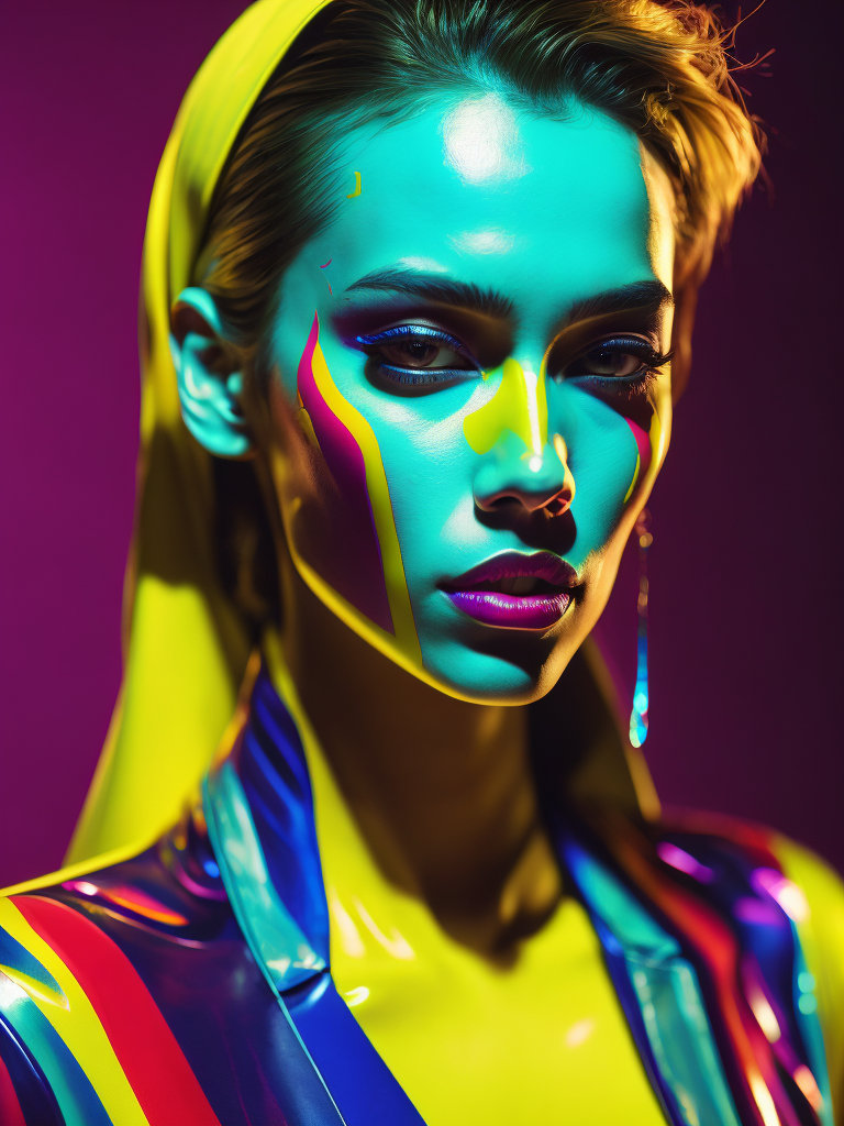 Premium Free ai Images | award winning photo of beautiful woman in neon ...