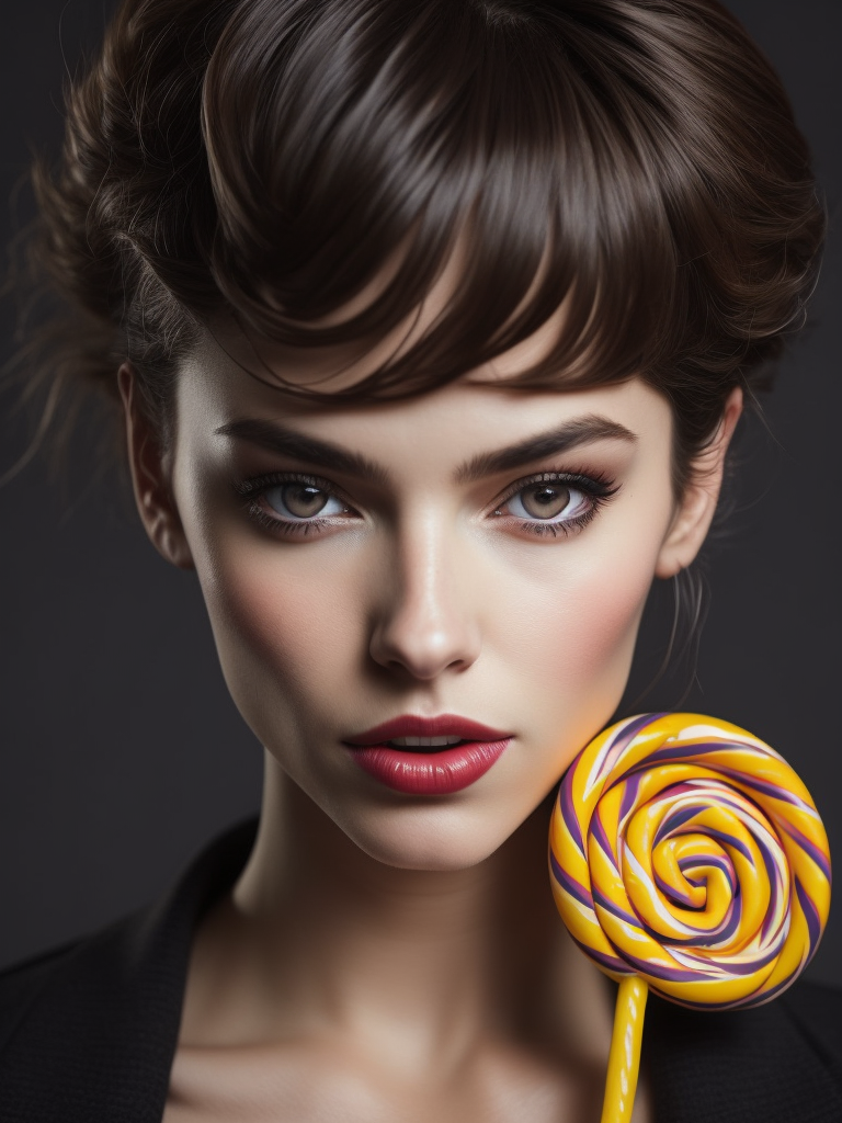 Premium Free ai Images | photography of girl with big twisted lollipop ...