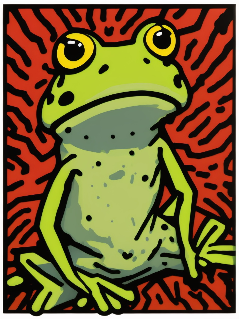 Premium Free ai Images | frog in the rain coat keith haring style ...