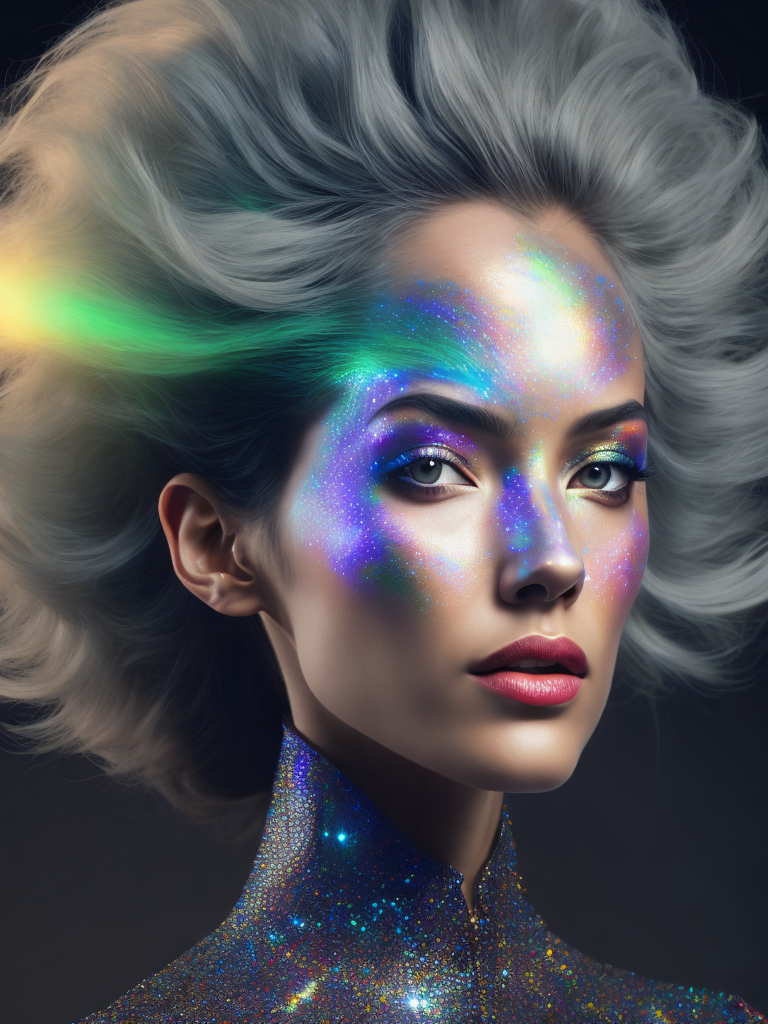 Premium Free ai Images | mesmerizing holographic face materials shimmer ...