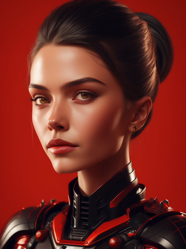 Premium Free Ai Images Portrait Of An Android Girl Made Of Red Glossy