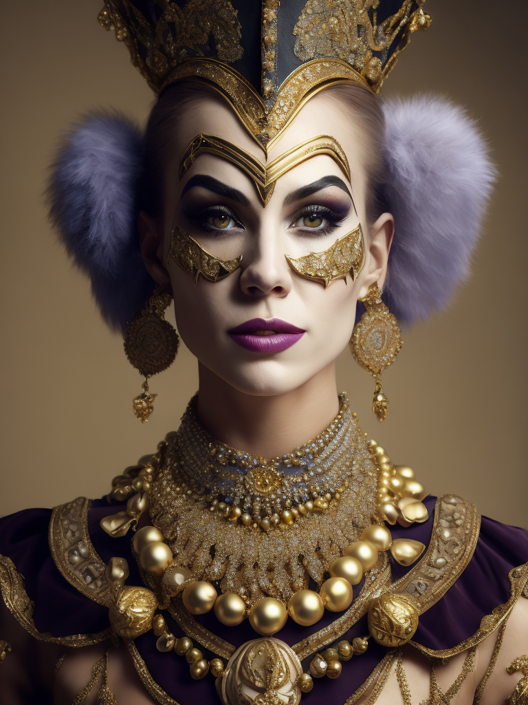 Premium Free ai Images | epic portrait of mardi gras harlequin mask ...