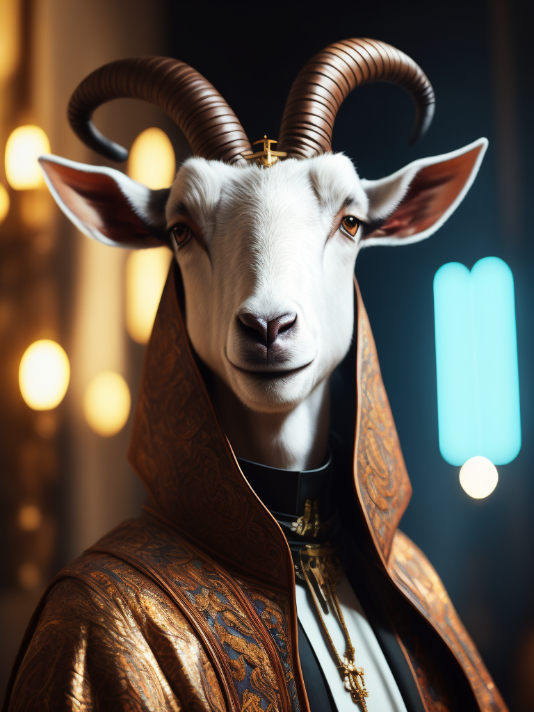 Premium Free ai Images | portrait of goats head wearing catholic popes ...