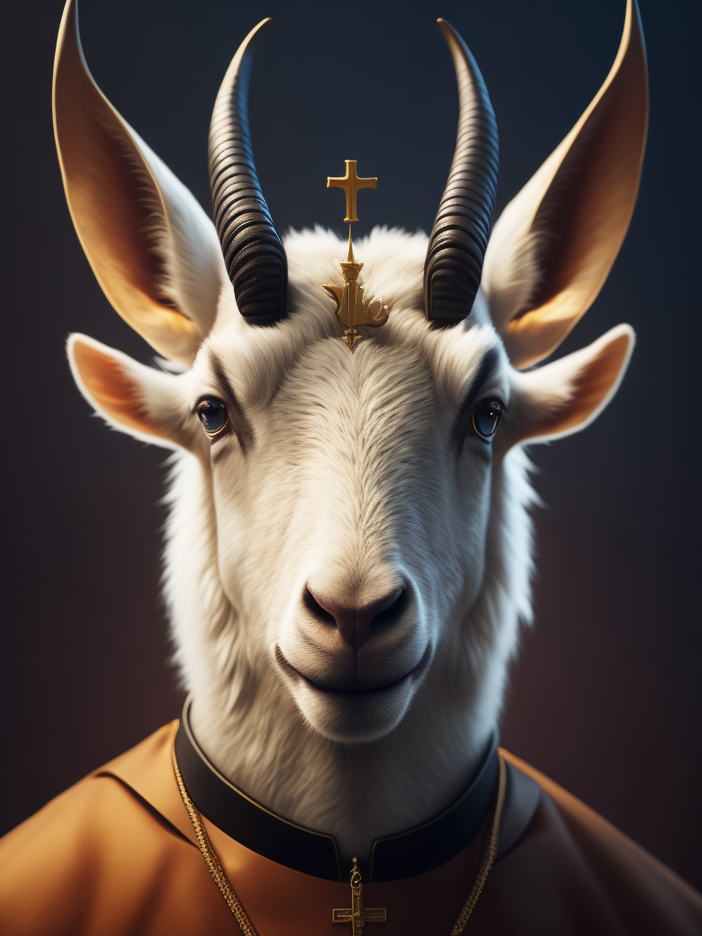 Premium Free ai Images | portrait of goats head wearing catholic popes ...